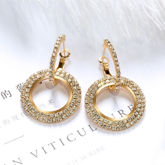 Jewelry | Cz Cubic Zirconia Gold Hoop Earrings For Women | Poshmark